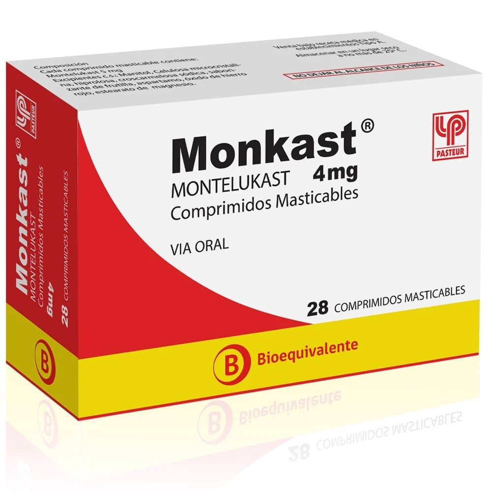 Monkast 4mg - 28 Comprimidos Masticables – Farmacias Curie