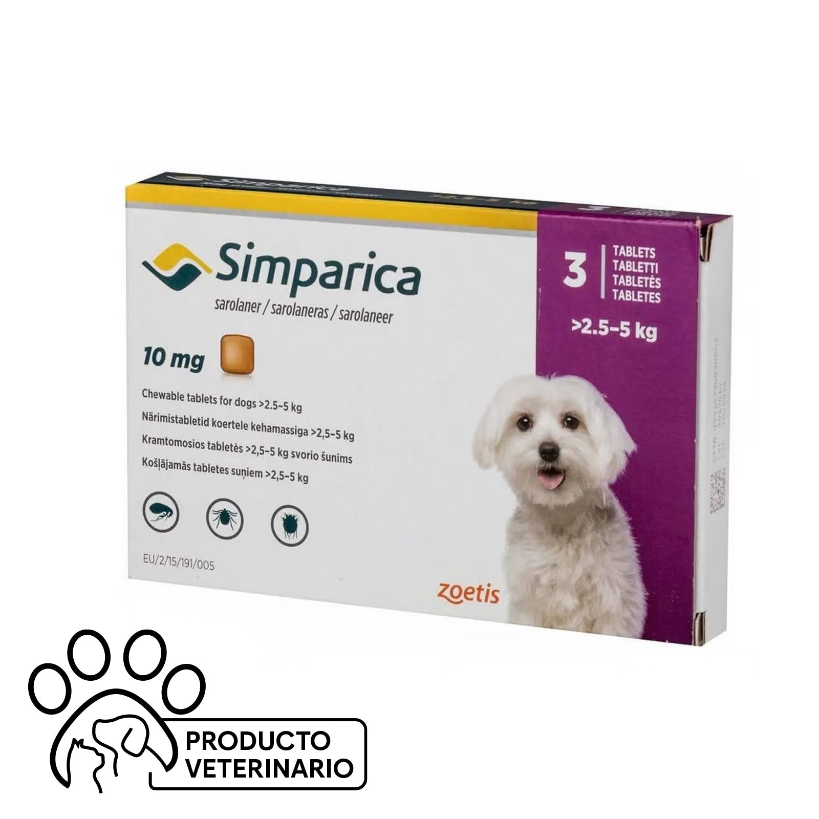 Simparica Antiparasitario para Perros 10mg - 3 unidades | Farmacias Curie - Envíos a todo Chile