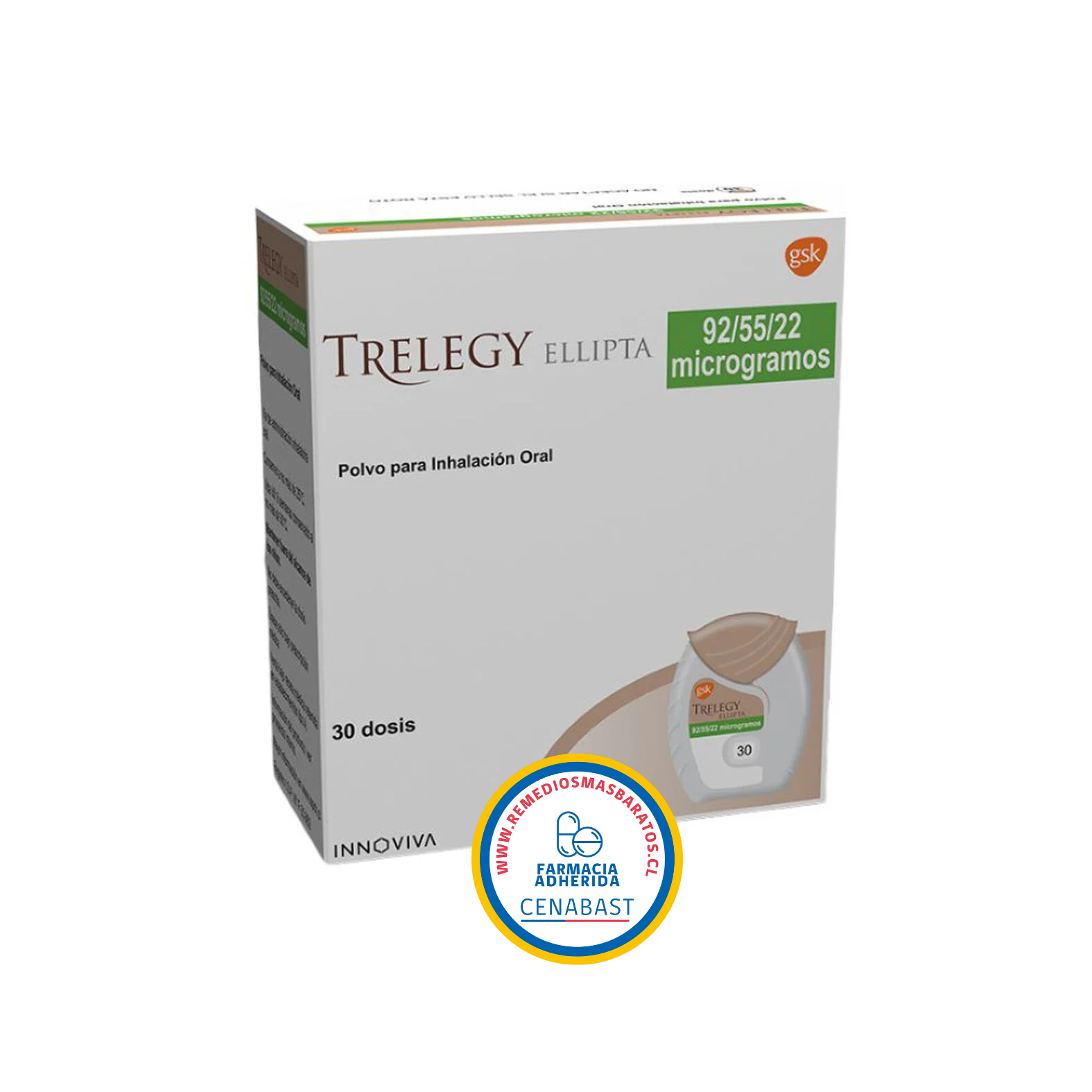 Trelegy Ellipta 92/55/22 -Cenabast | Farmacias Curie