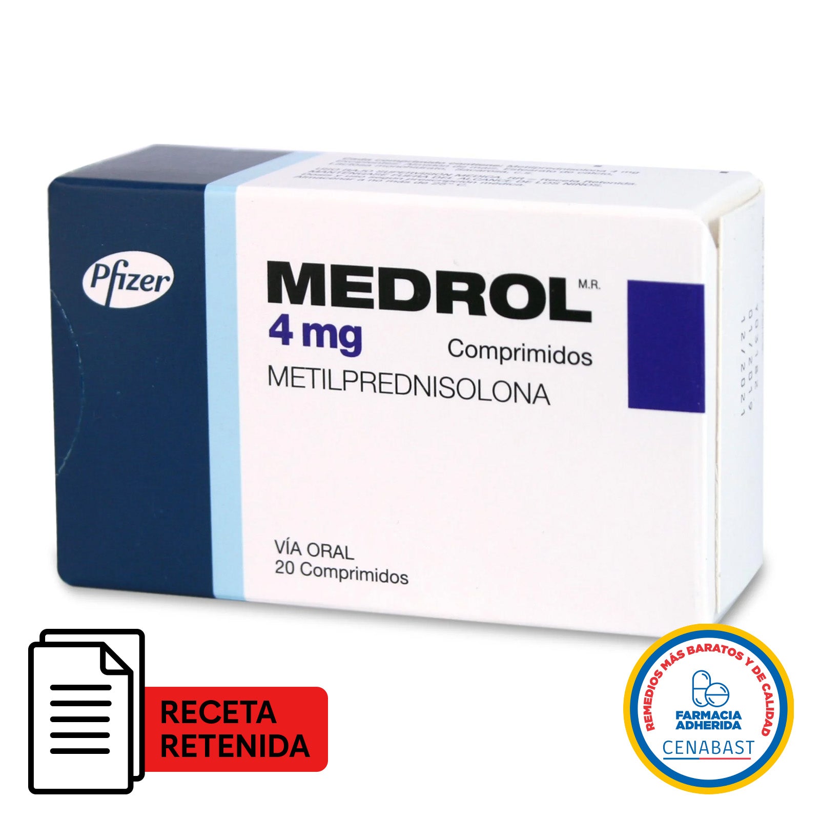 Medrol Comprimidos 4mg Medicamento Cenabast | Farmacias Curie - Envíos a todo Chile