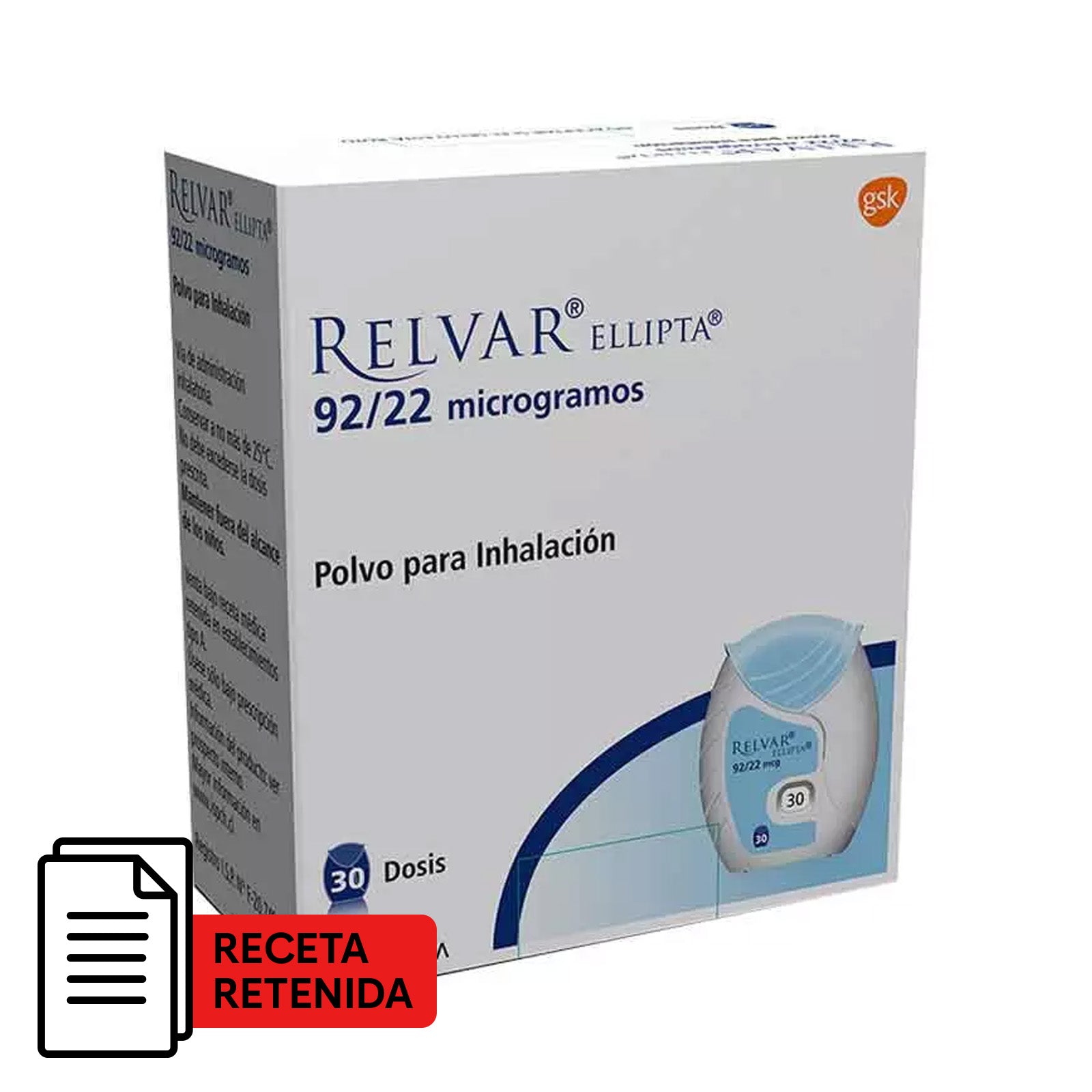 Relvar Ellipta Polvo para Inhalación 92/22 - 30 dosis | Farmacias Curie ...